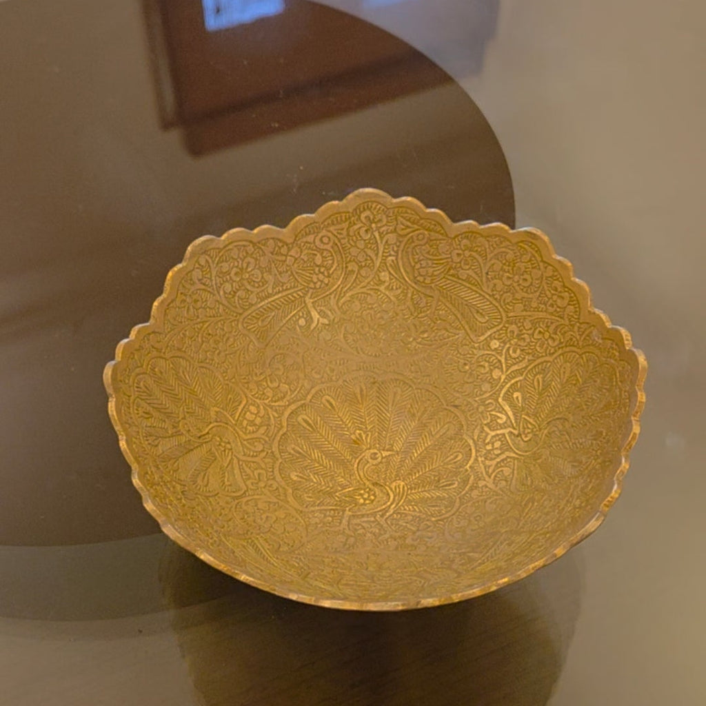 Hand-Carved Brass Serving Bowl