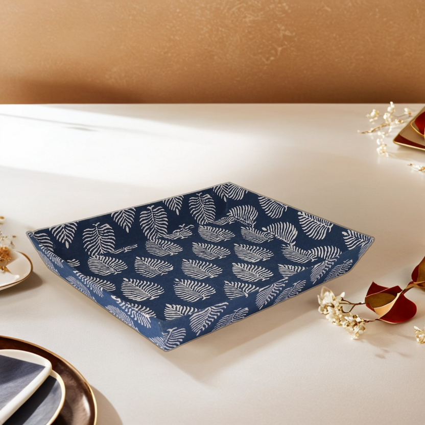 Block Print Table Tray | Handcrafted Serving & Decorative Tray for Hom